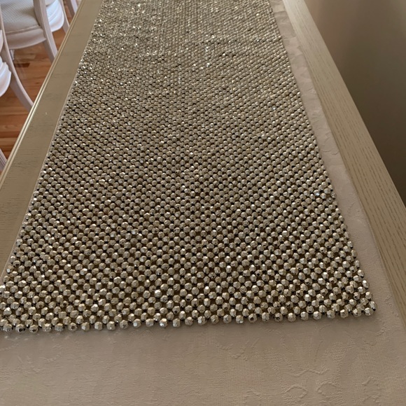 Tahari | Dining | Tahari Beaded Table Runner Centerpiece 3x36 Gold ...